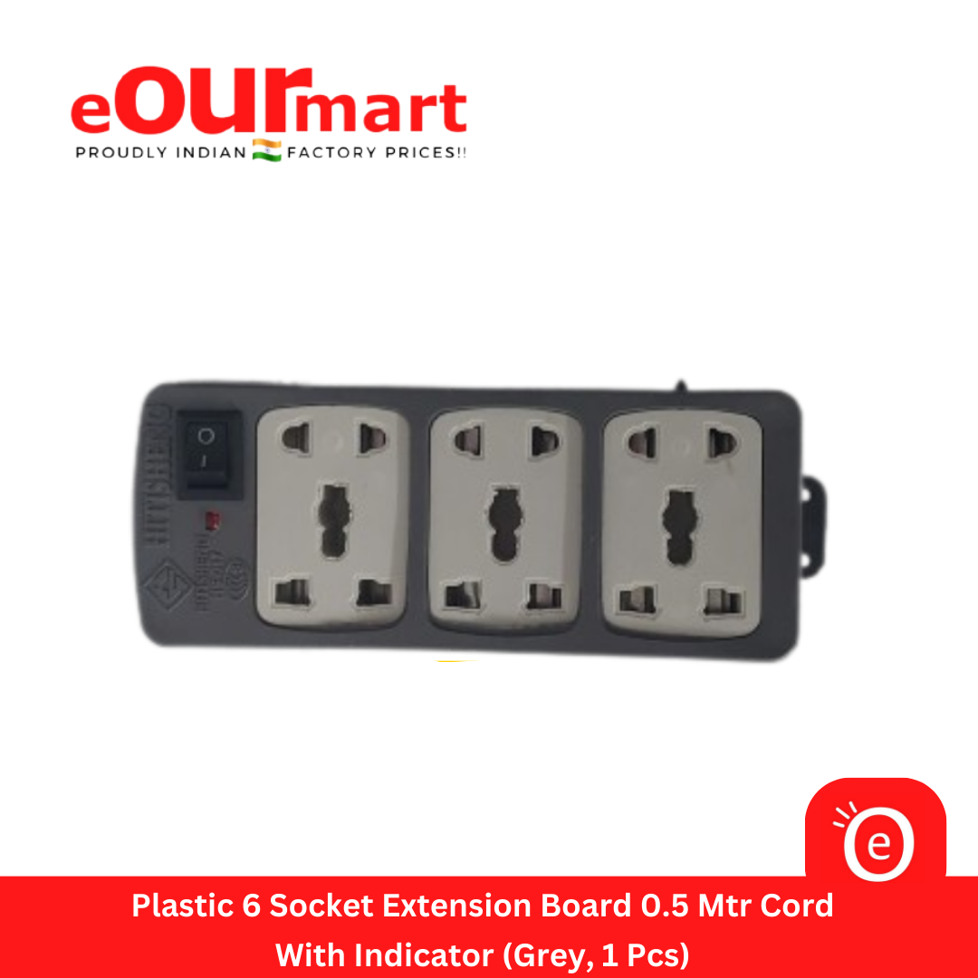 Buy Plastic 6 Socket Extension Board 0.5Mtr Cord With Indicator Online ...