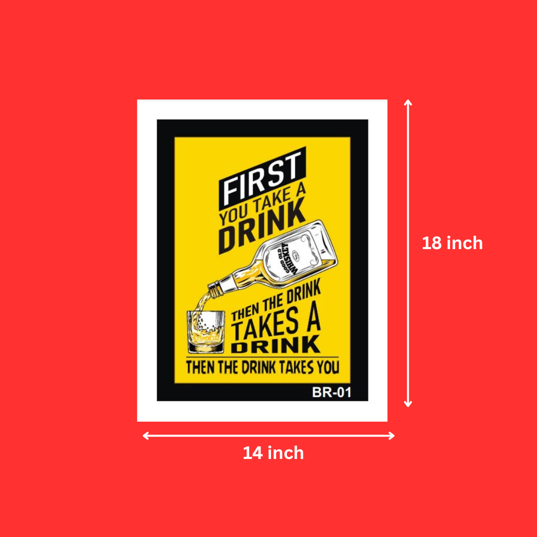 Bar quotes White frame with Laminated Digital Print (14X18 Inch ...