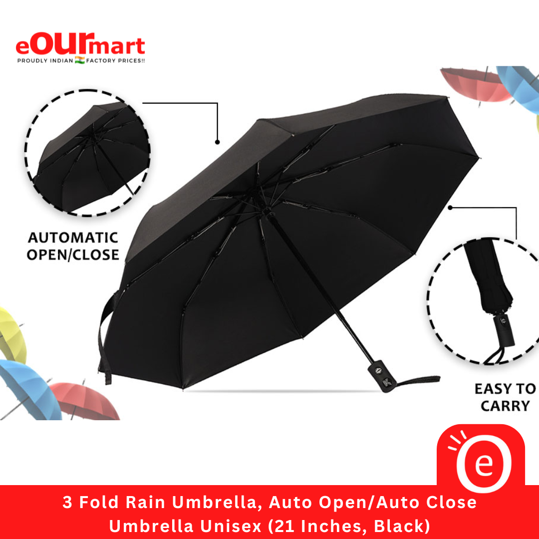 Buy Umbrella 3 Fold, Black Auto Open-Close Umbrella | Factory Price in ...