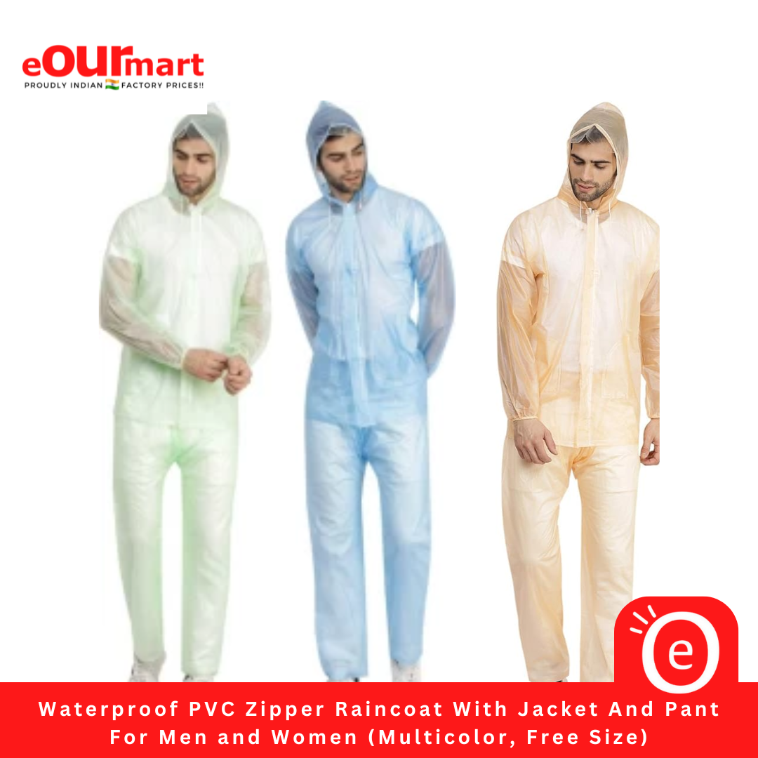 Waterproof PVC Zipper Raincoat With Jacket And Pant For Men and Women ...