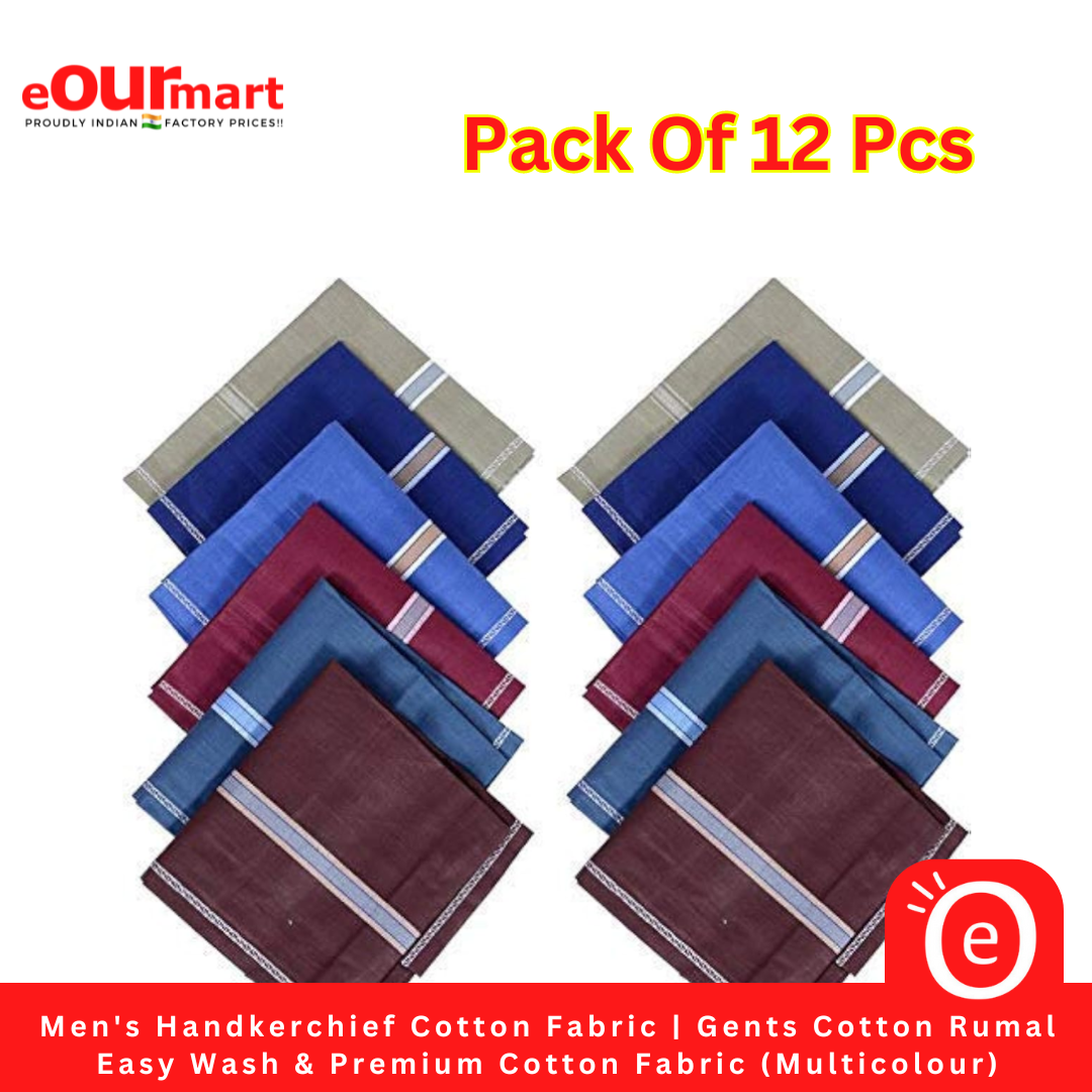 Men's Handkerchief Cotton Fabric, Gents Cotton Rumal (Multicolour ...