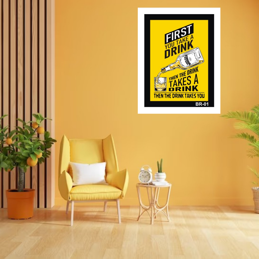 Bar quotes White frame with Laminated Digital Print (14X18 Inch ...