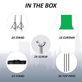 Green Screen Backdrop with Stand, 8.25FT X 11.25FT Include Carry Bag ...