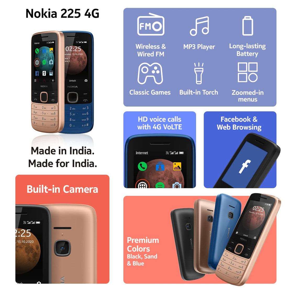 Nokia 225 4G Dual SIM Mobile Phone With Camera Online At Lowest Price ...